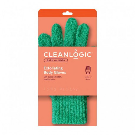 Cleanlogic Bath & Body Exfoliating Body Gloves 1 pair,Emerald