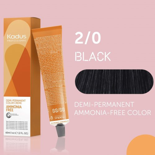 Kadus Professional Demi‑Permanent Ammonia‑Free Color 60ml,2/0 Black