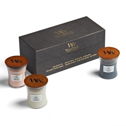 WoodWick Mini Core Evening Onyx, Solar Ylang, Coastal Sunset Gift Set ...